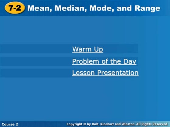 Mean, median, mode, & range ppt | PPTX