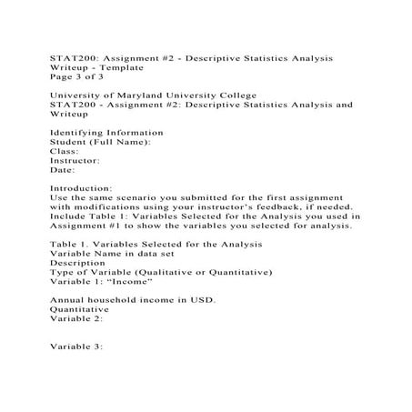 STAT200 Assignment #2 - Descriptive Statistics Analysis and.docx