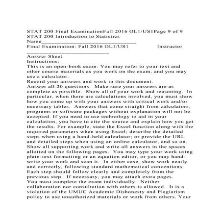 STAT 200 Introduction to Statistics Page 1 of91. True or .docx