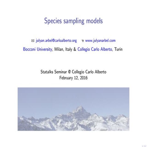 Species Sampling Models In Bayesian Nonparametrics