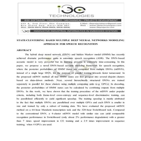State Clustering Based Multiple Deep Neural Networks Modeling Approach 2628