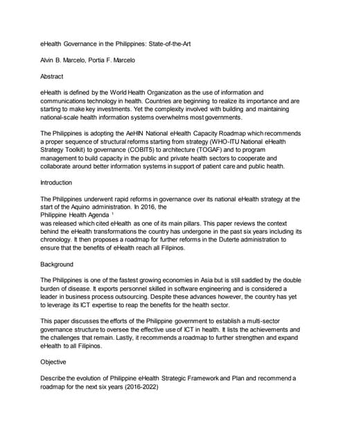 The Philippines eHealth Strategic Framework and Plan (Updates as of May ...