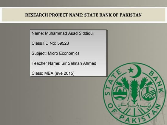 Role of state bank of pakistan | PPT