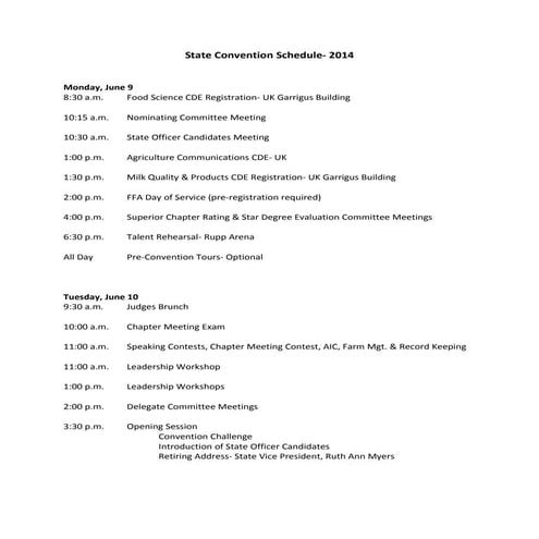 State convention schedule | PDF