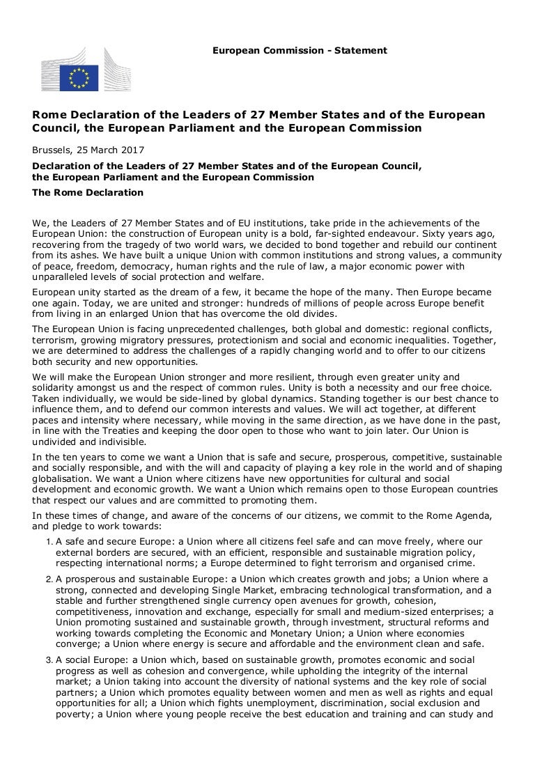 EU Statement, Rome 25.03