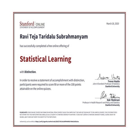 Stanford Statistical Learning | PDF