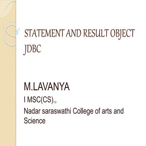 Statement and result object jdbc | PPT