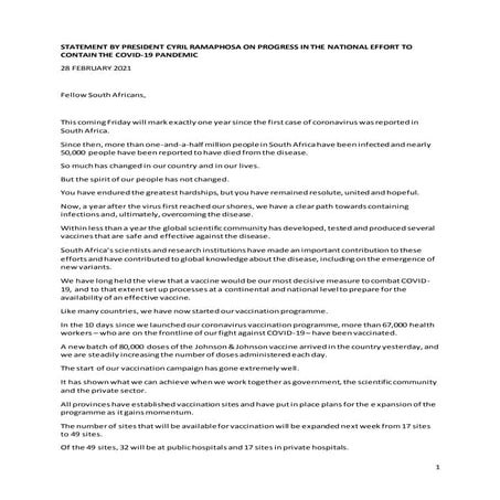 President Cyril Ramaphosa's weekly letter | DOCX
