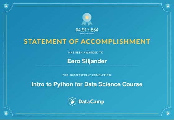 Certificate datacamp scikitlearn-python_es_2021 | PPT
