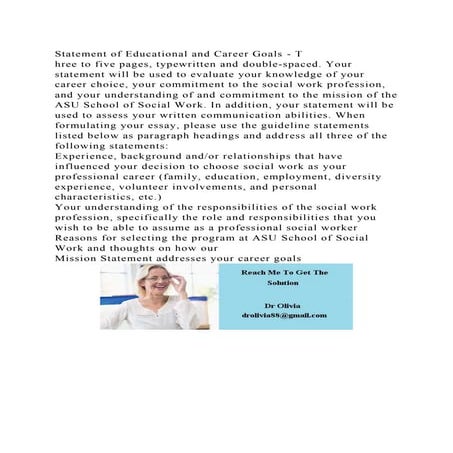 Statement of Educational and Career Goals - Three to five pages, t.do…