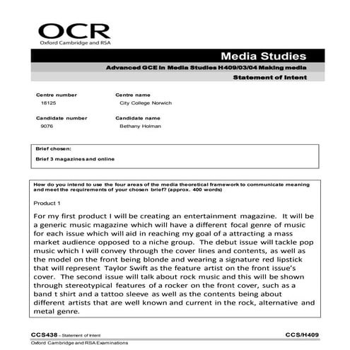 Statement of intent form | PDF