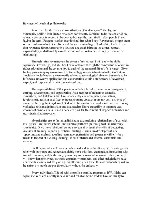 Personal Leadership Philosophy | PDF