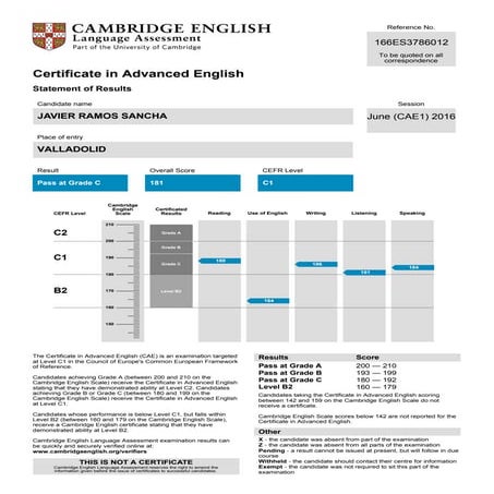 Statement of Result CAE | PDF