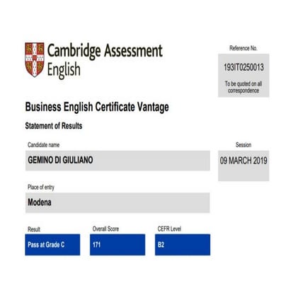 Statement of Result - Summary BEC Vantage | PPT