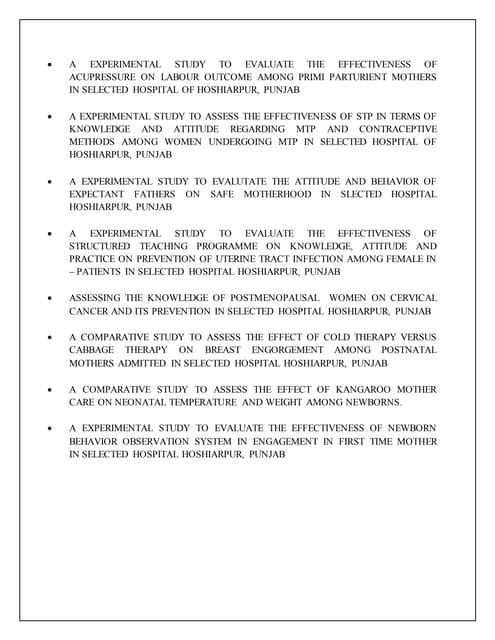 OBG Research | Obstetrical Gynecology | Problem statements | PPTX