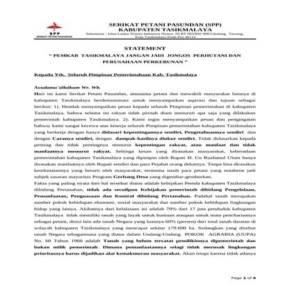 Statement SPP Kab. Tasikmalaya 24 april 2013 | PDF