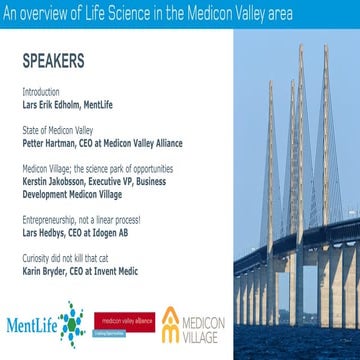An overview of life science in the Medicon Valley area | PPT