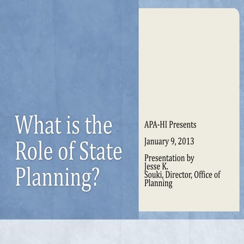 What is the Role of State Planning? | PPSX