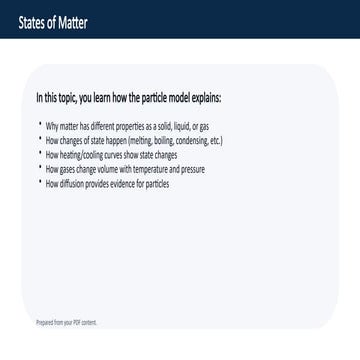 Comprehensive Overview of States of Matter and Particle Theory | PPTX
