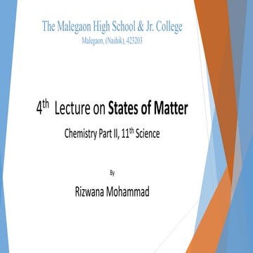 4th Lecture on States of Matter | Chemistry Part II | 11th Std | PPT