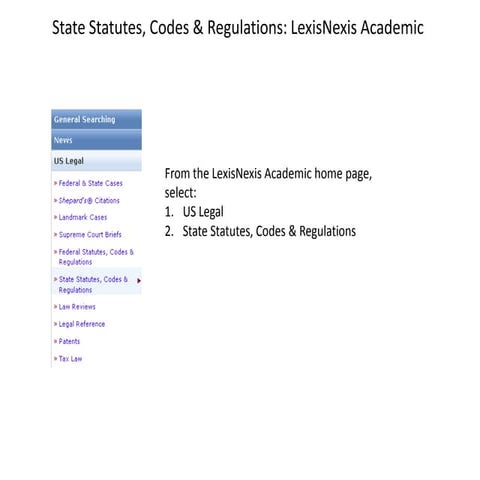State Statutes, Codes, & Regulations: LexisNexis Academic | PPTX | Law