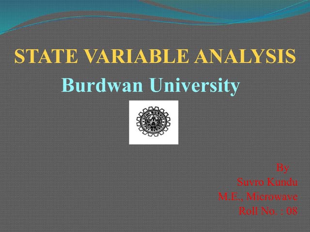 state space representation,State Space Model Controllability and ...