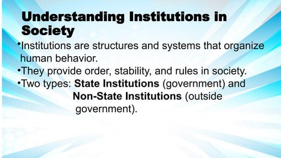 Forms and functions of state and non-state Institutions | PPTX