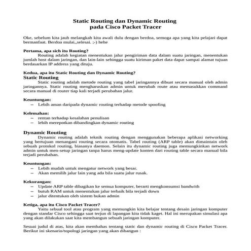 Static dan-dynamic-routing-pada-cisco-packet-tracer | PDF