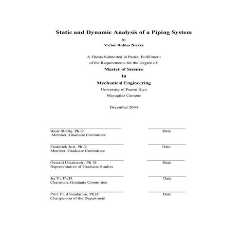 Static Dynamic Analysis Of Piping System Pdf