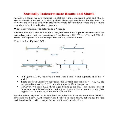 Statically Indeterminate Beams And Shafts Docx