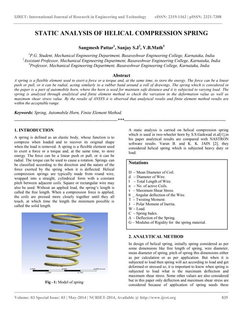 Design of helical spring against static loading | PPTX | Physics | Science