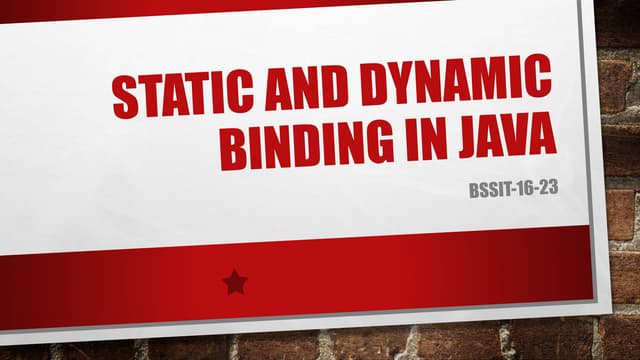 Static And Dynamic Binding In Java Ehsanullah Ppt 6198