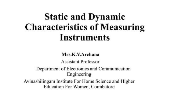 Chapter 2 dynamic characteristics of instruments | PDF