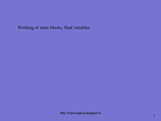 Static Blocks Final Variables 19 Programming Languages Computing 4815