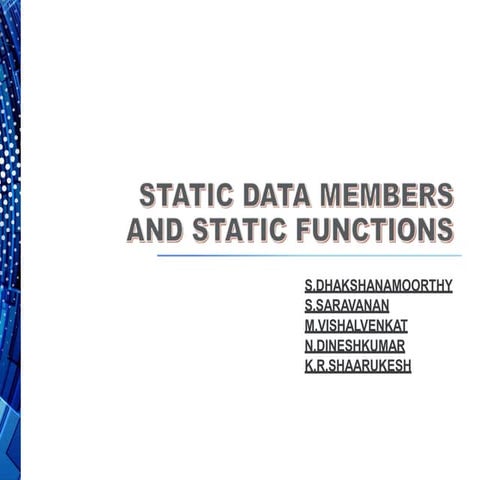 Static Data Member And Member Function Pptx