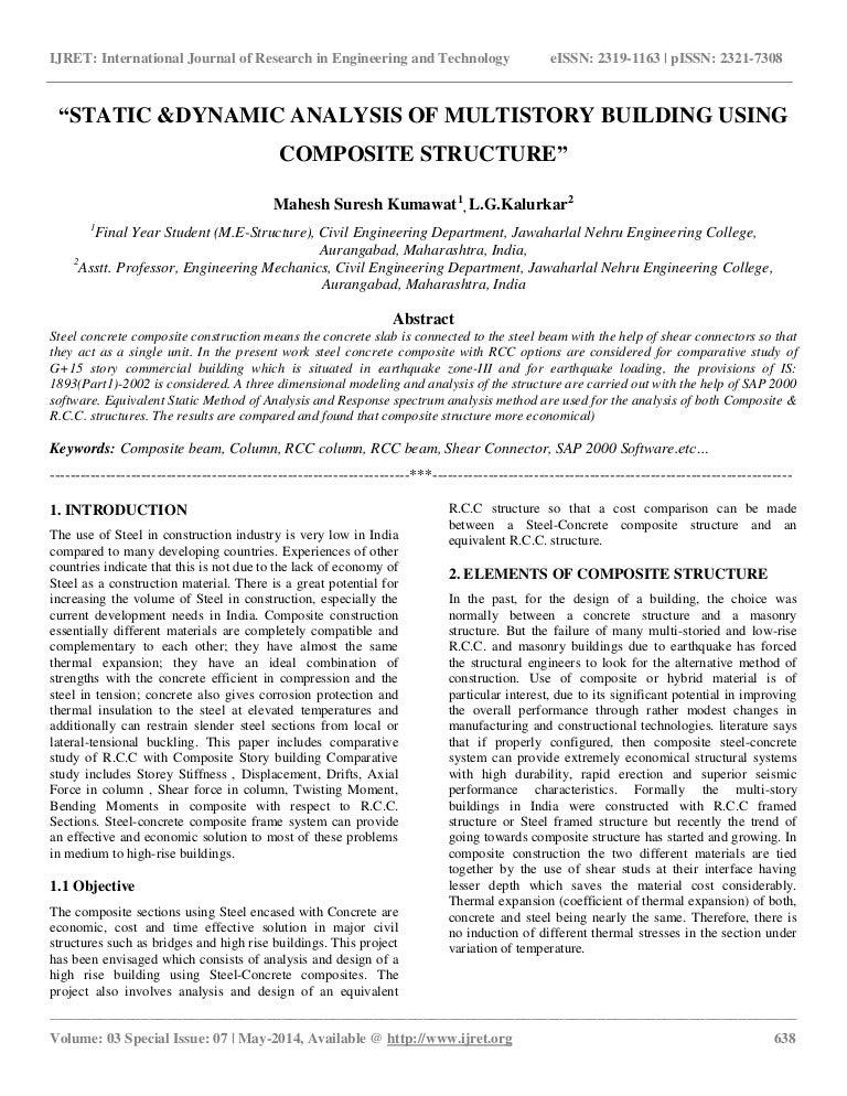 Static Anddynamic Analysis Of Multistory Building Using