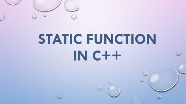 Static Function In C For Engineers Ppt 1pptx