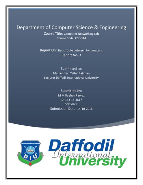 Static route between two routers | PDF Static route between two routers | PDF