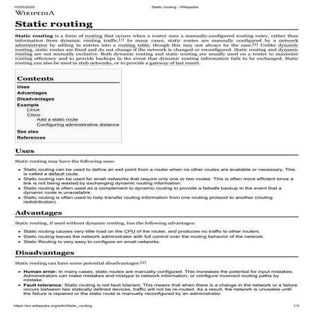 Static routing : Notes | PDF