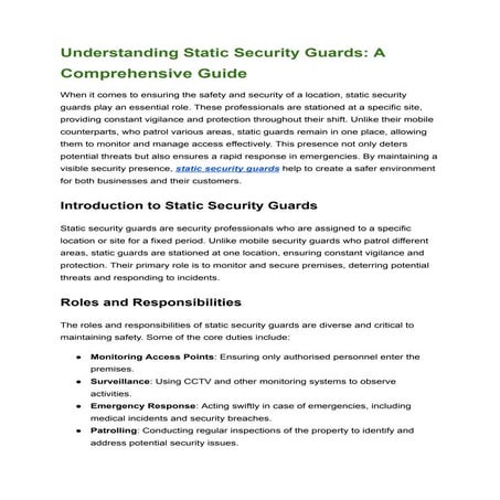 Understanding Static Security Guards: A Comprehensive Guide | PDF