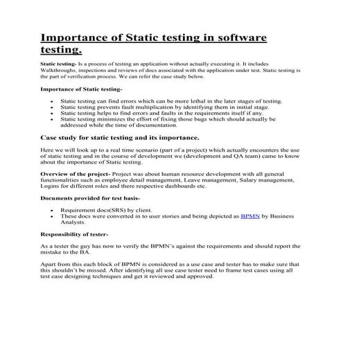 Static testing and its importance | PDF