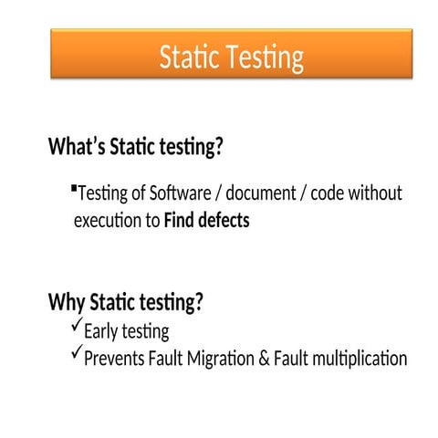Istqb Static Testing Foundation Level In Qa Ppt