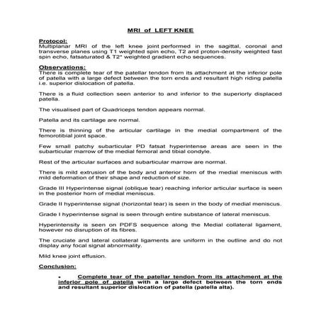 Statim healthcare MRI Sample Reports | PDF