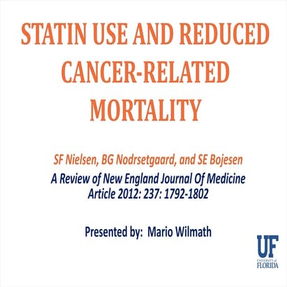 Statin Use Cancer Related Mortality M Wilmath Nov2012 Whh Adult Med ...
