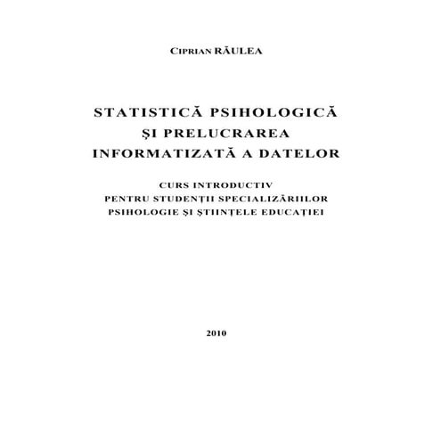 Statistica aplicata in_psihologie | PDF