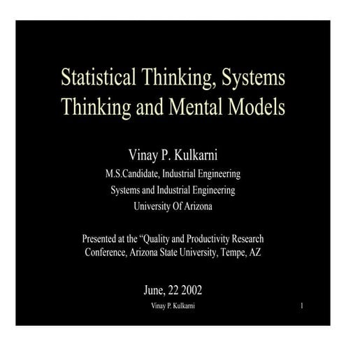 Statistical Thinking By Vinay Kulkarni | PDF | Educational Assessment | Education