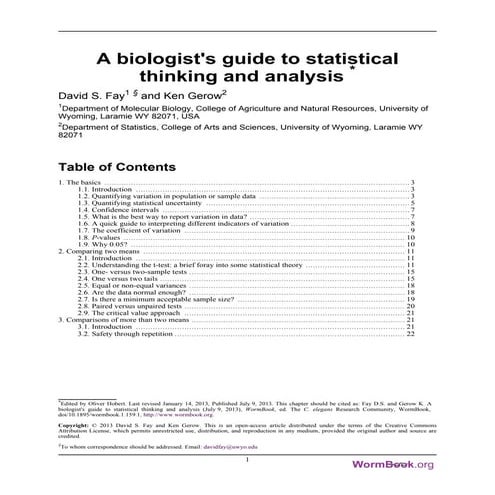 Statistical analysis for biologist | PDF