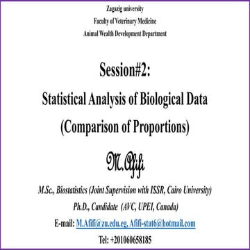 Statistical analysis of biological data (comparison of proportions ...