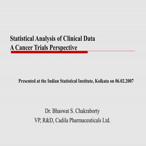 Statistical analysis of clinical data isi 30 01 07 | PPT
