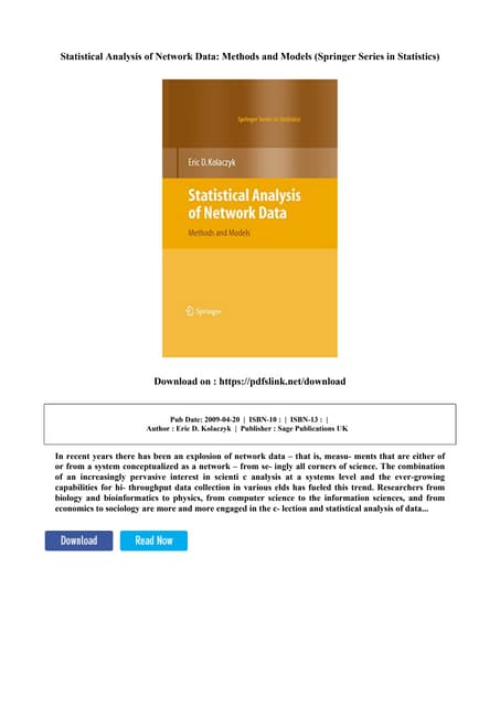 Statistical Analysis Of Network Data Methods And Models Springer Series In Statistics Pdf